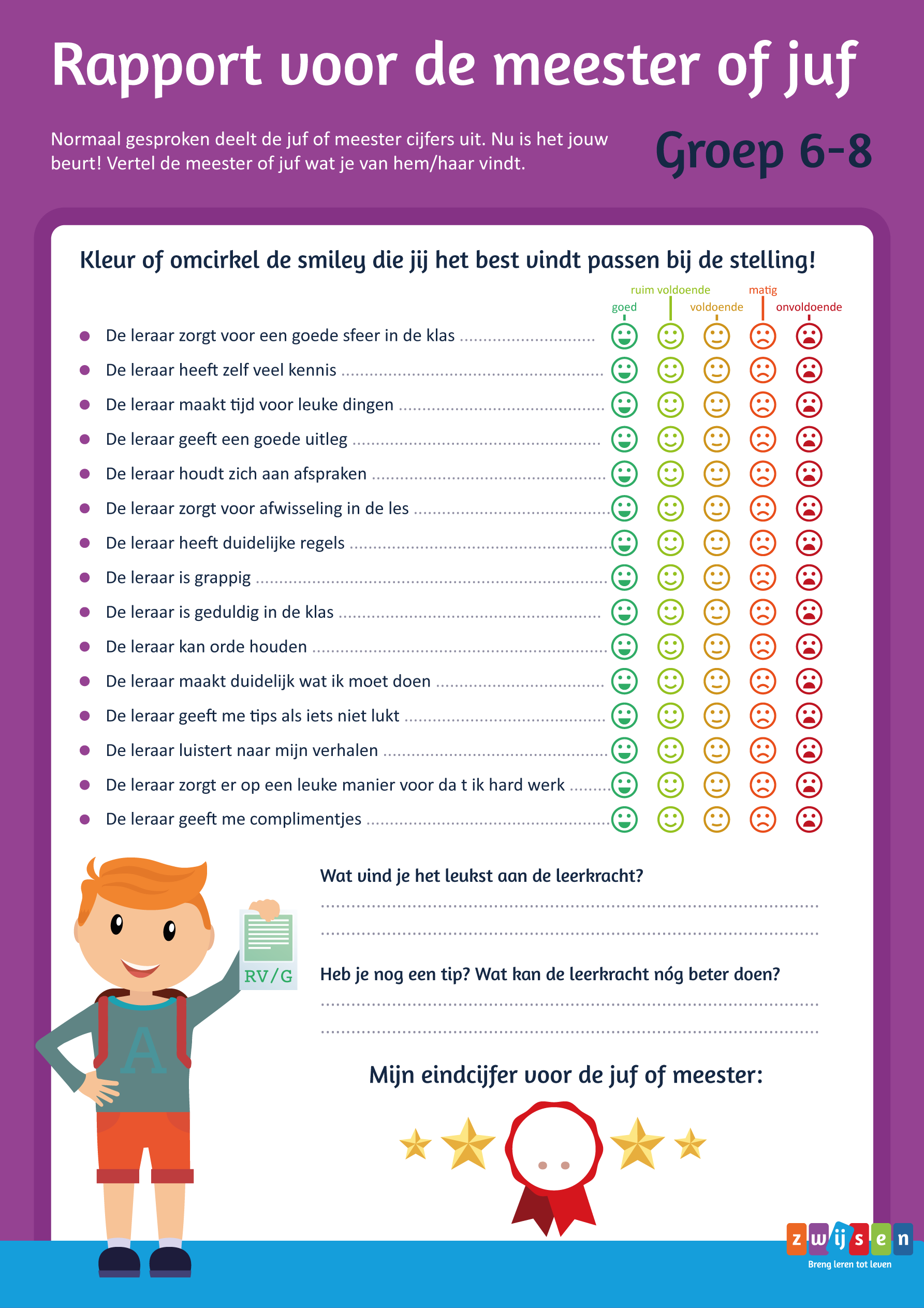Rapport voor de meester of juf - Uitgeverij Zwijsen